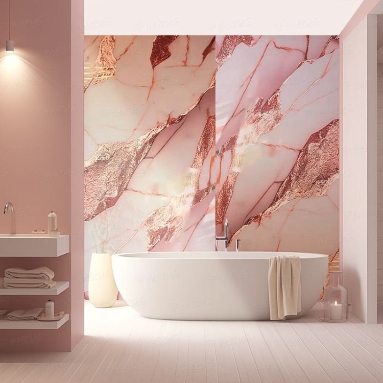 Mármol rosado real, revestimiento moderno para interiores únicos